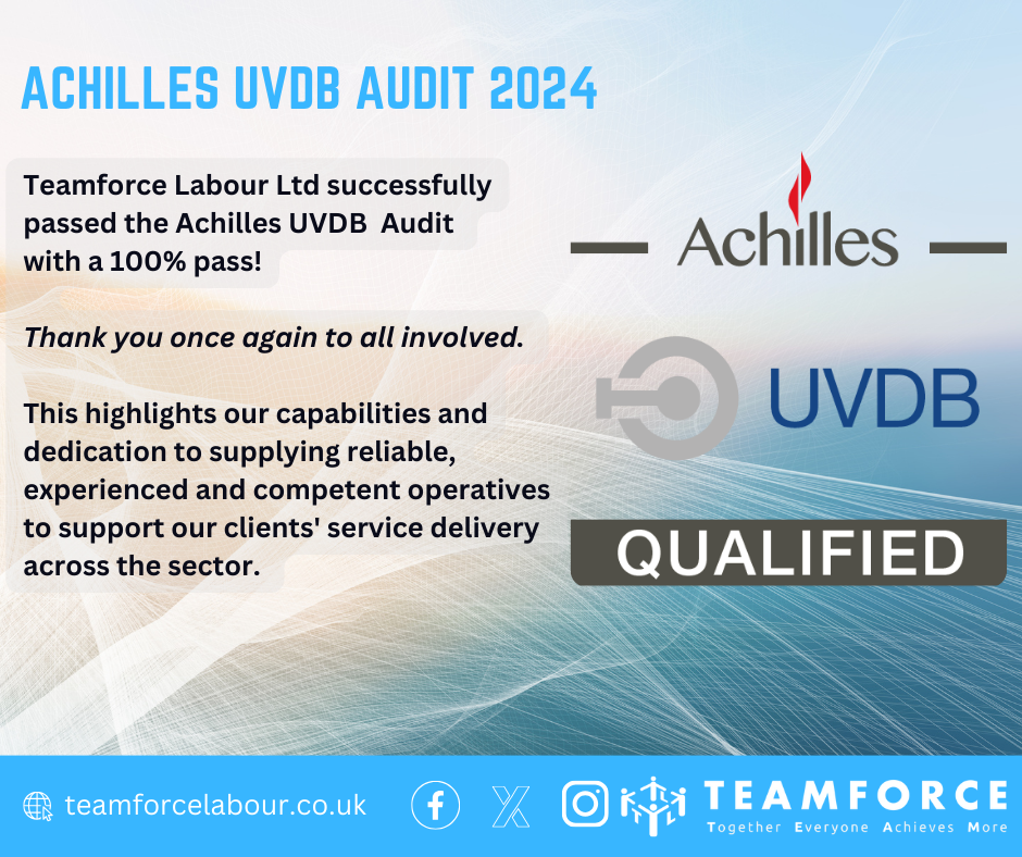 Teamforce Labour Ltd successfully passed the Achilles UVDB Audit from